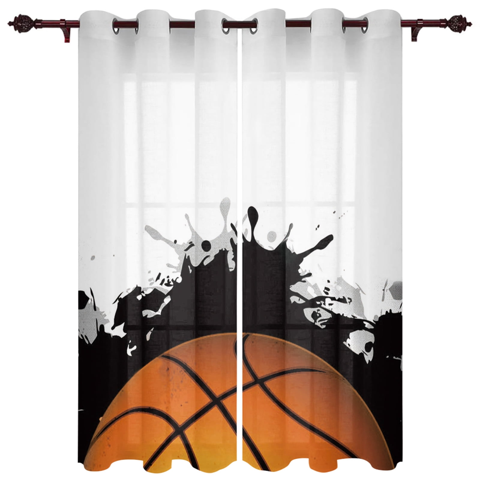 Basketball Sport Shooting Grey Window Curtains Living Room Fabric ...