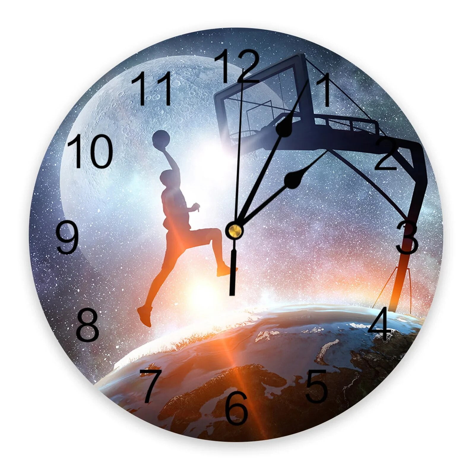 Basketball Sport Shooting PVC Wall Clock Modern Design Living Room ...