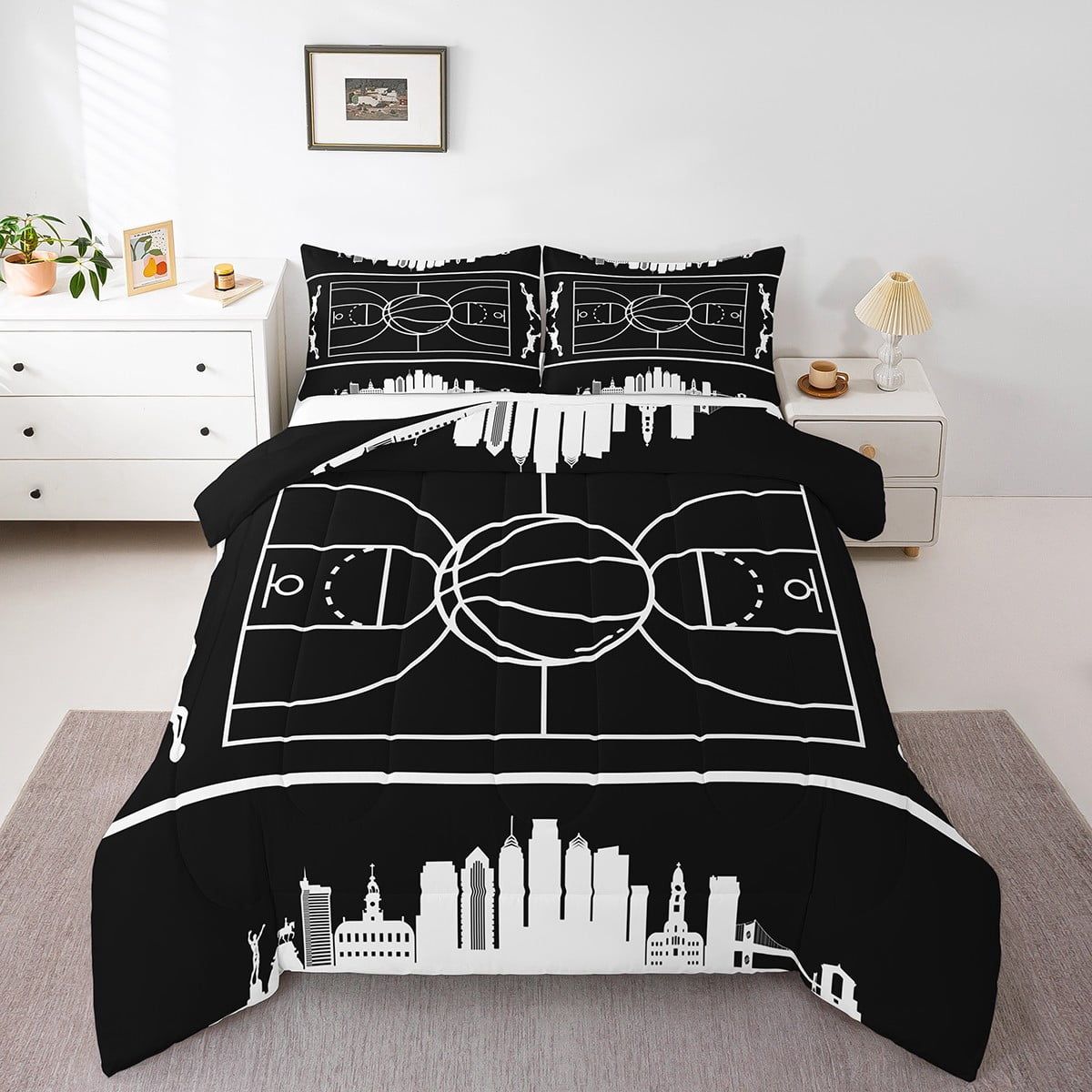 Basketball Sports Bedding Set Queen Bedroom,Ball Sports Theme Bedding ...