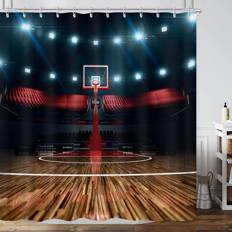 Basketball Sports Shower Curtain for Bathroom,Professional Basketball ...