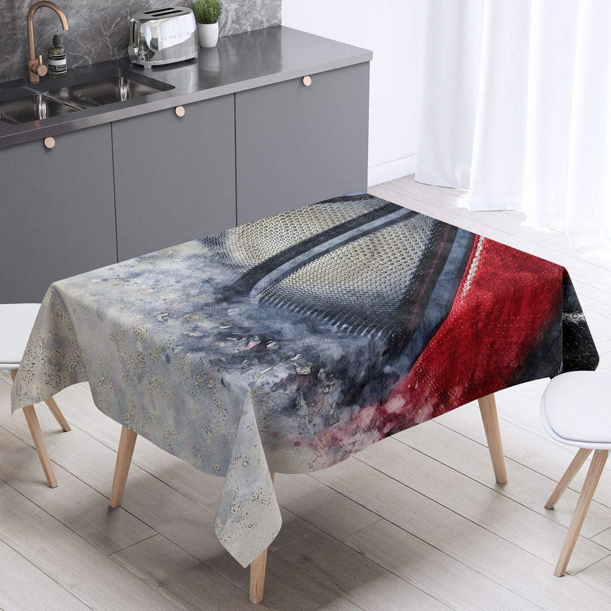 Basketball Sports Theme Table Cloth 3D Grunge Ball Pattern Table Cover ...