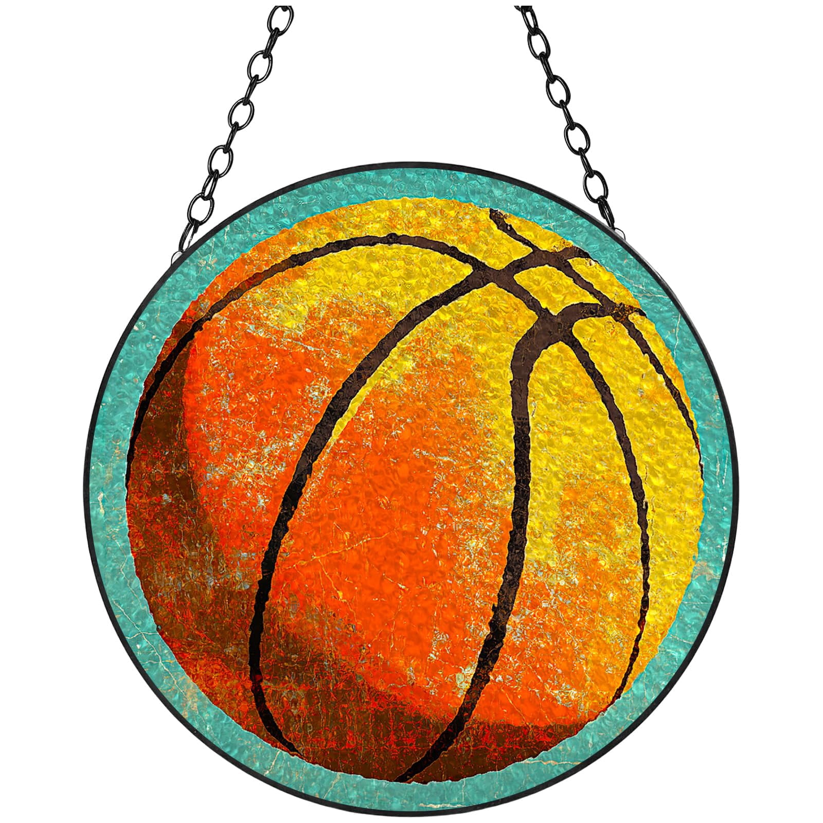 Basketball Stained Glass Suncatcher Colored Handmade Window Hangings ...