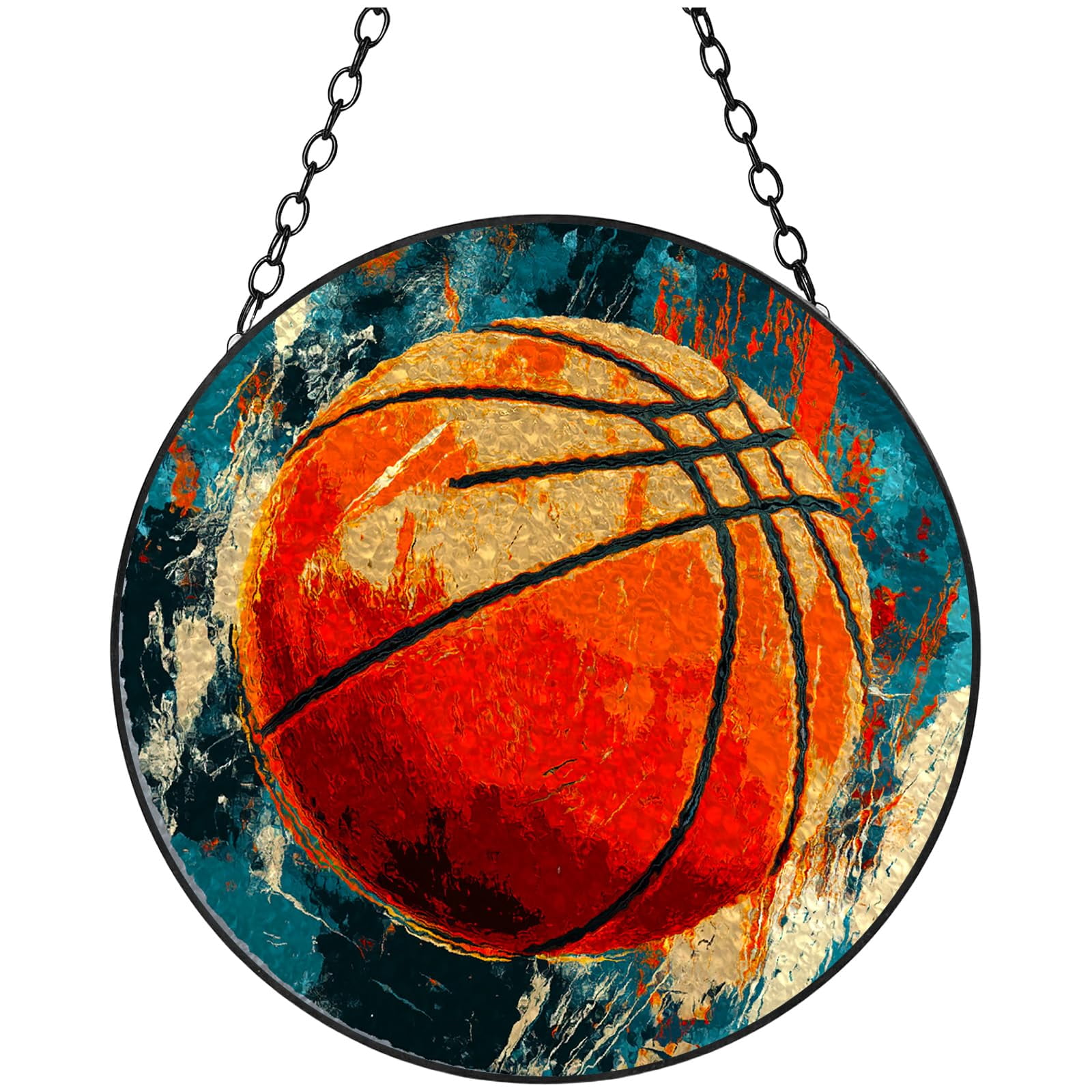 Basketball Stained Glass Suncatcher Colored Handmade Window Hangings ...