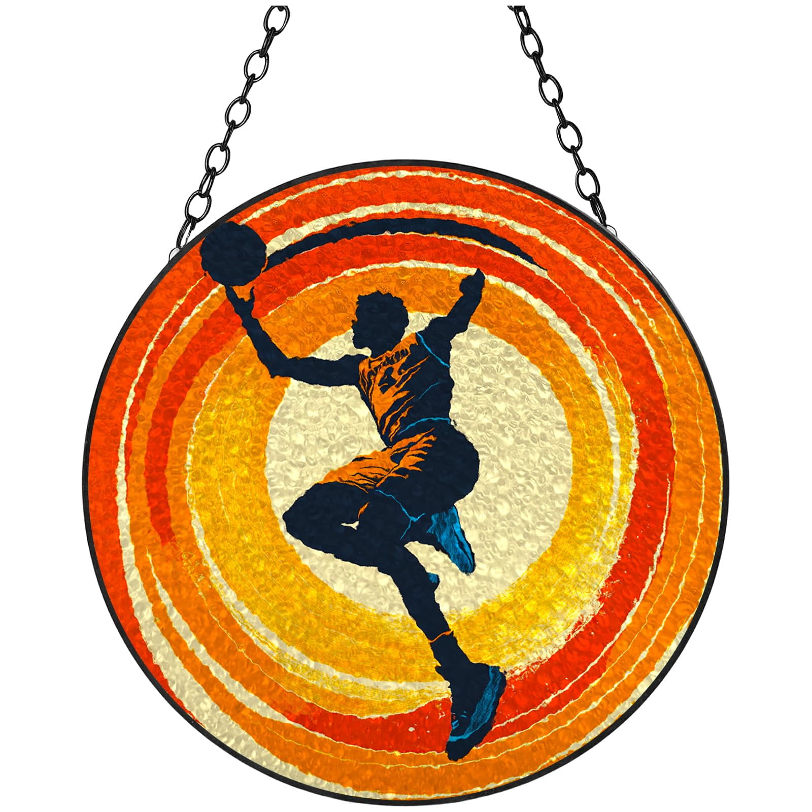 Basketball Stained Glass Suncatcher Colored Handmade Window Hangings ...