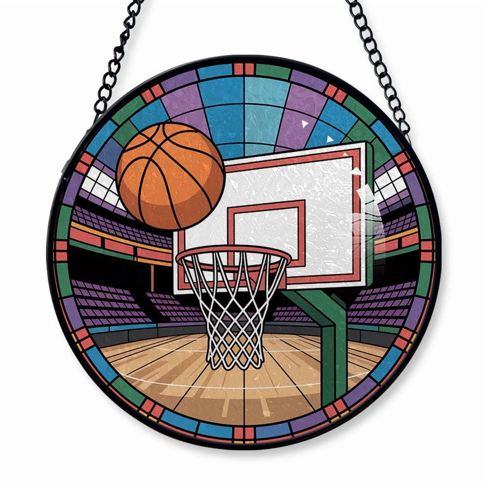 Basketball Stained Glass Suncatcher Window Hanging – Customizable ...