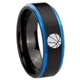 Basketball Step Edge Black And Blue Tungsten Promised Ring 10MM ...
