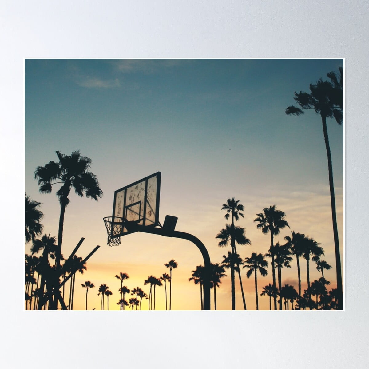 Basketball, Sunset And Palm Trees Poster, 18x24 UNFRAMED - Walmart.com
