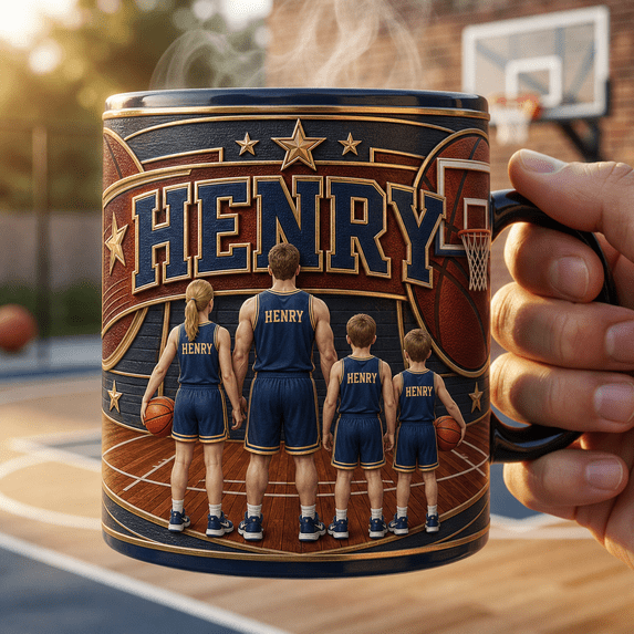 Basketball Surname Magic Mug Personalized Dad Gift with Family Jersey ...