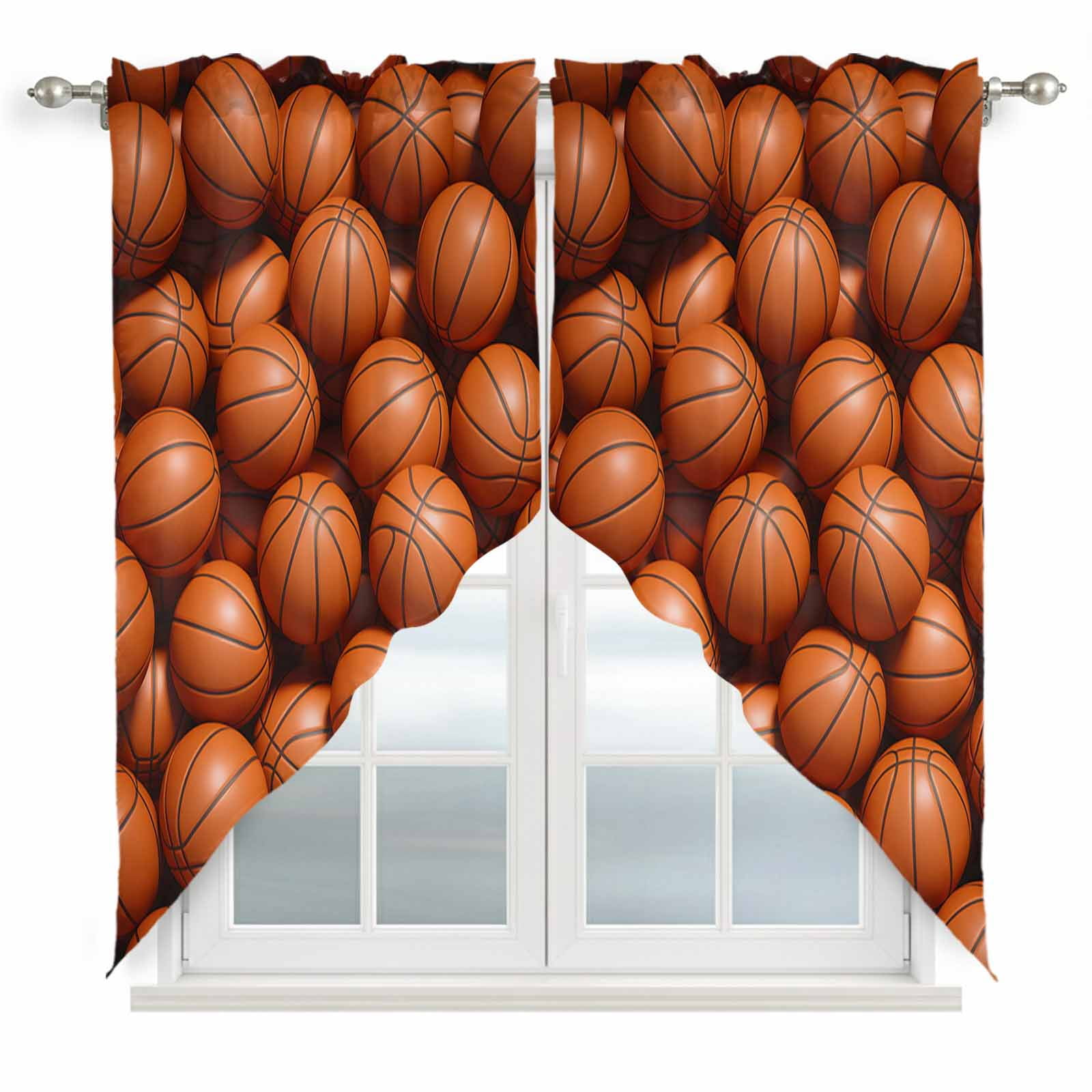Basketball Swag Curtains Sports Brown Basketball Swag Valances for ...