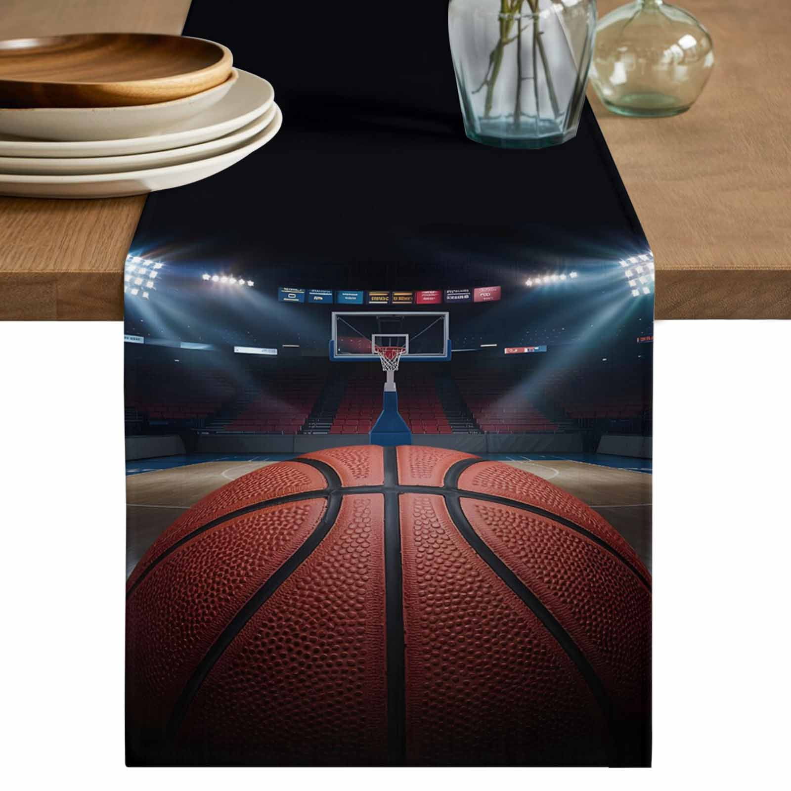Basketball Table Runner 72 Inches, Sports Theme Stadium Field Lights ...