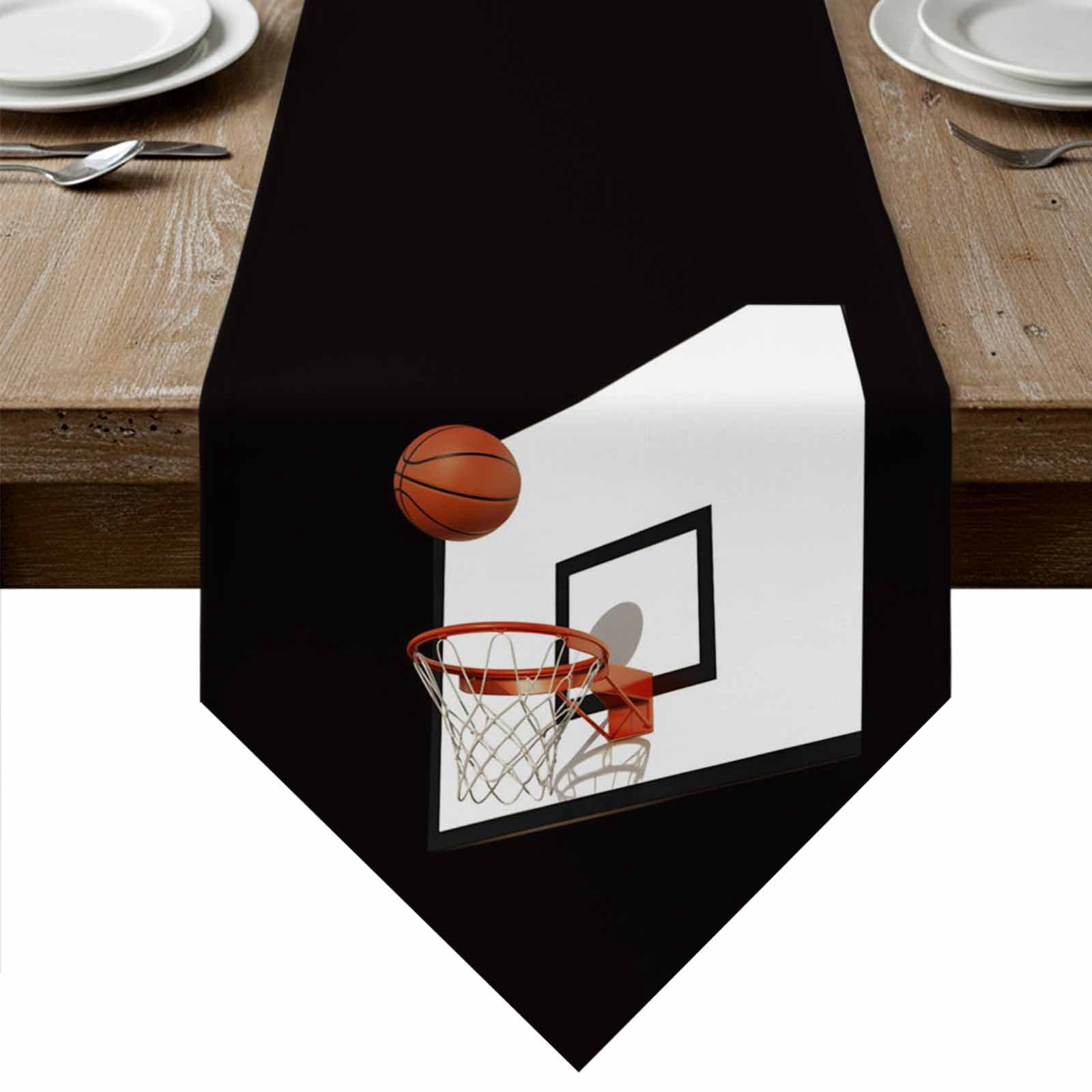 Basketball Table Runner Linen Burlap Table Runner 120 Inches Long ...