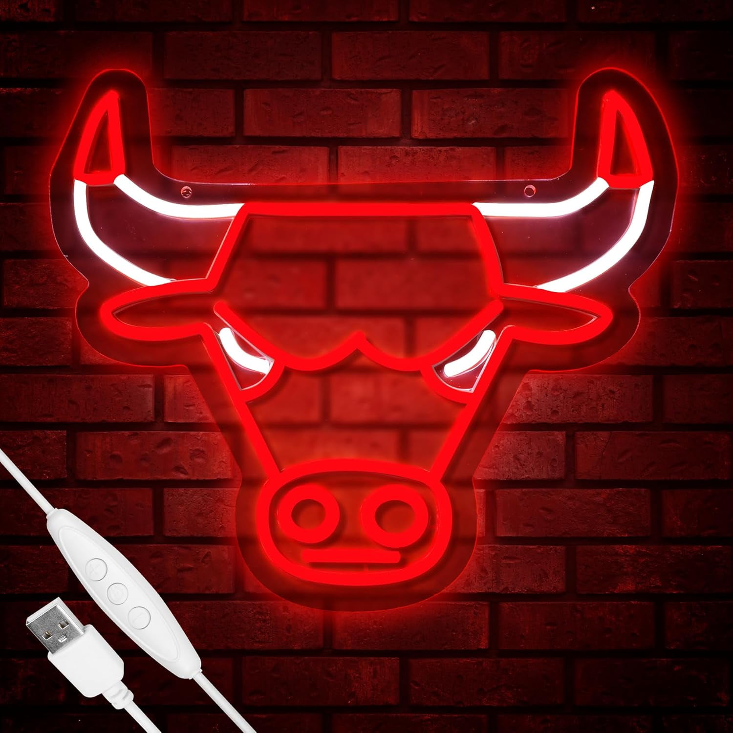 Basketball Team Neon Sign, Light Up Dimmable Bull Basketball Team Logo ...