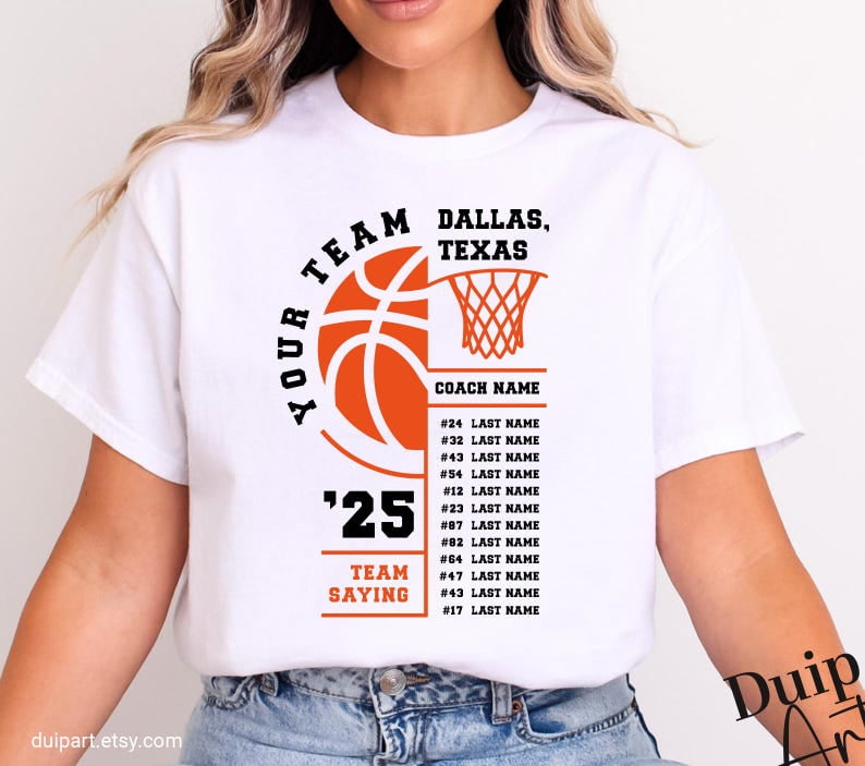 Basketball Team Shirt, Team Roster Shirt , Basketball Coach Shirt, Team ...
