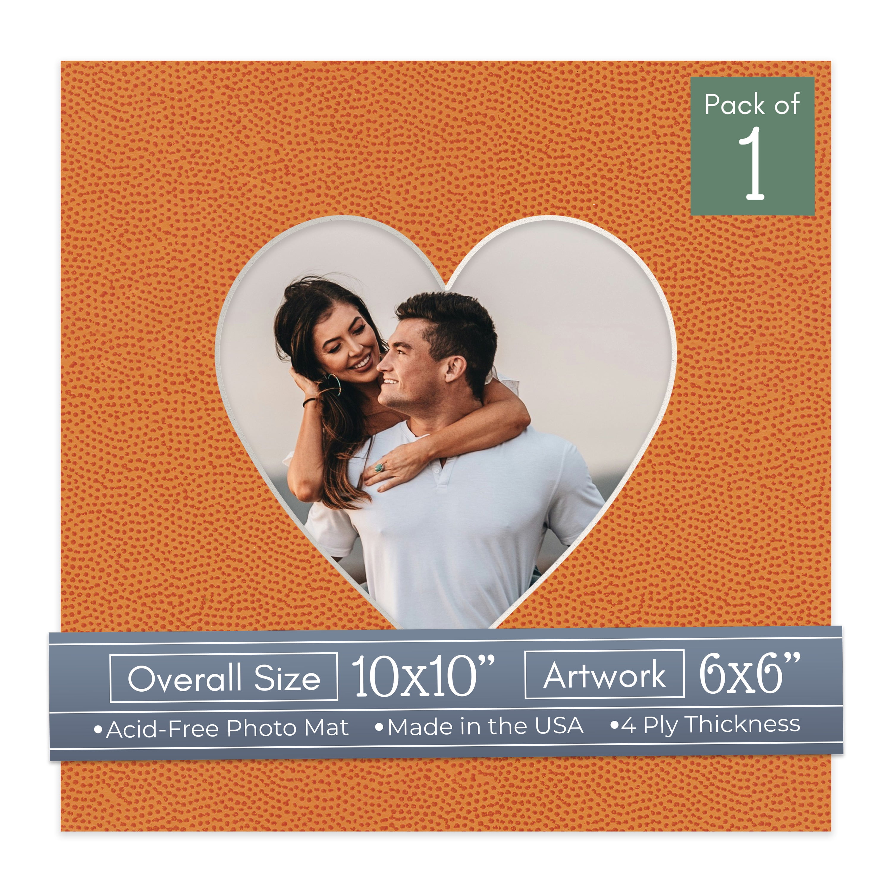 Basketball Texture Picture Frame Mat for 10x10 Frames - Heart Opening ...