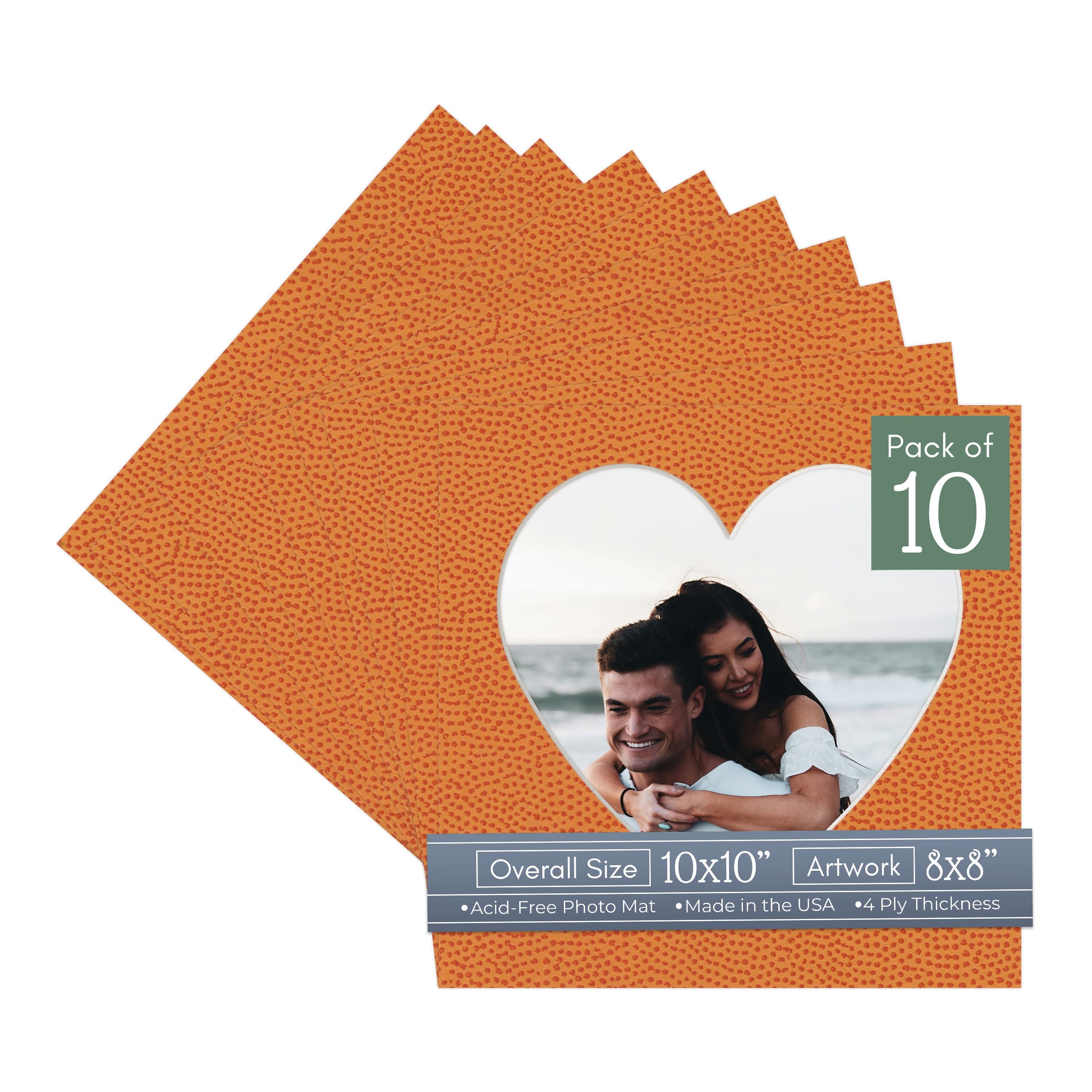 Basketball Texture Picture Frame Mat for 10x10 Frames - Heart Opening ...
