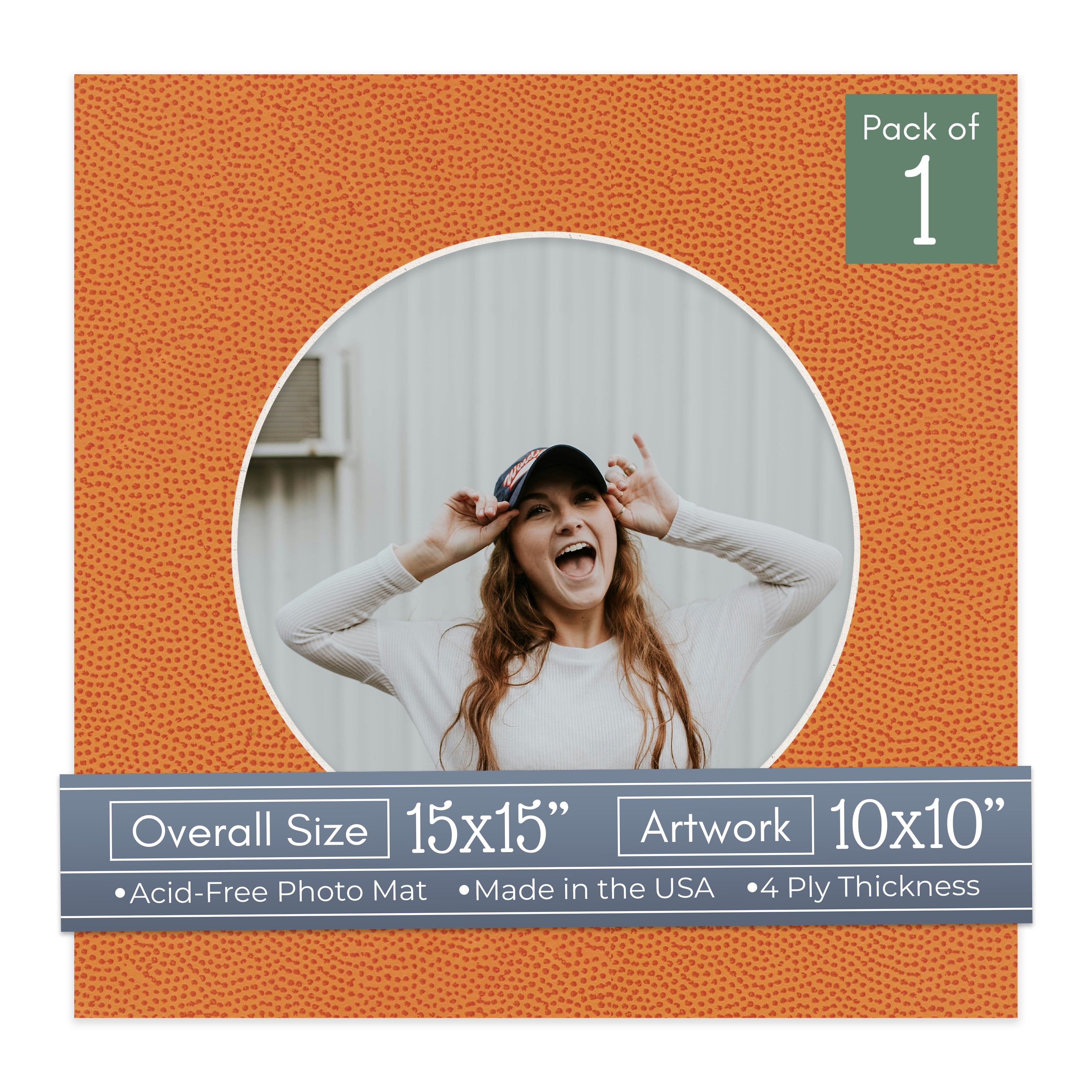 Basketball Texture Picture Frame Mat for 15x15 Frames - Circle Opening ...
