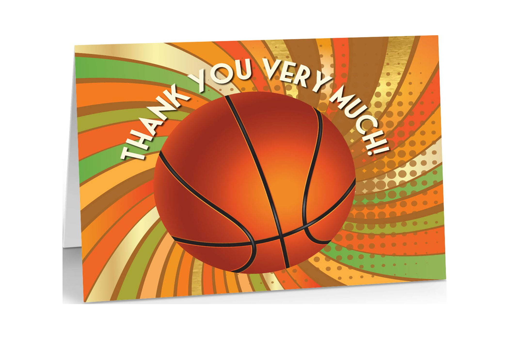 Basketball Thank You Note Card - 10 Boxed Basketball Cards & Envelopes ...