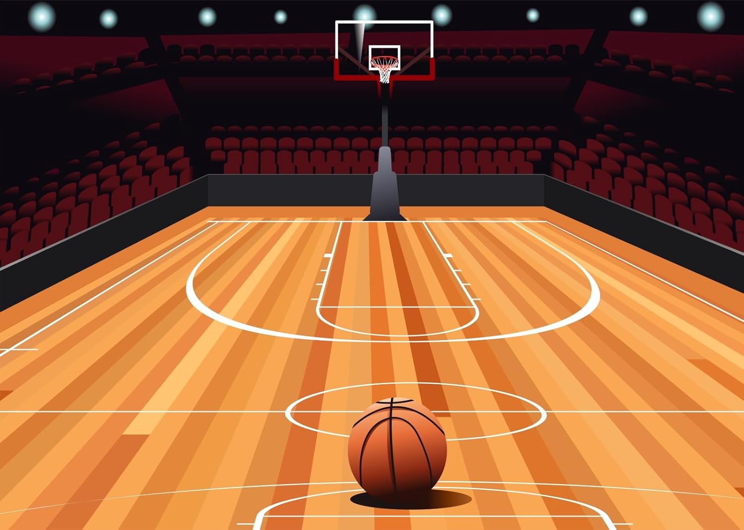 Basketball Theme Backdrop Basketball Court Spotlight Sports Indoor ...