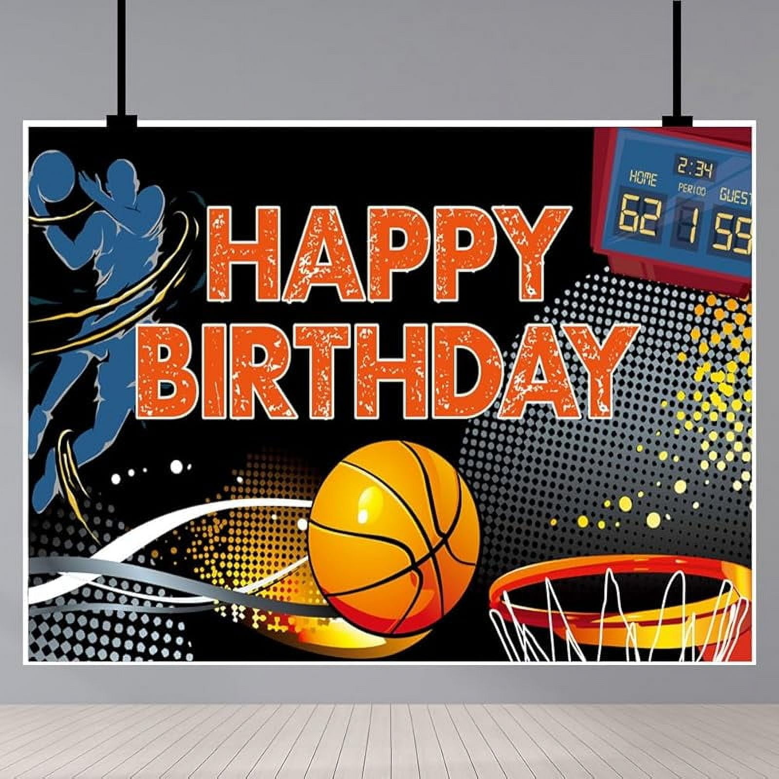 Basketball Theme Birthday Backdrop for Boy Sports Theme Happy Birthday ...