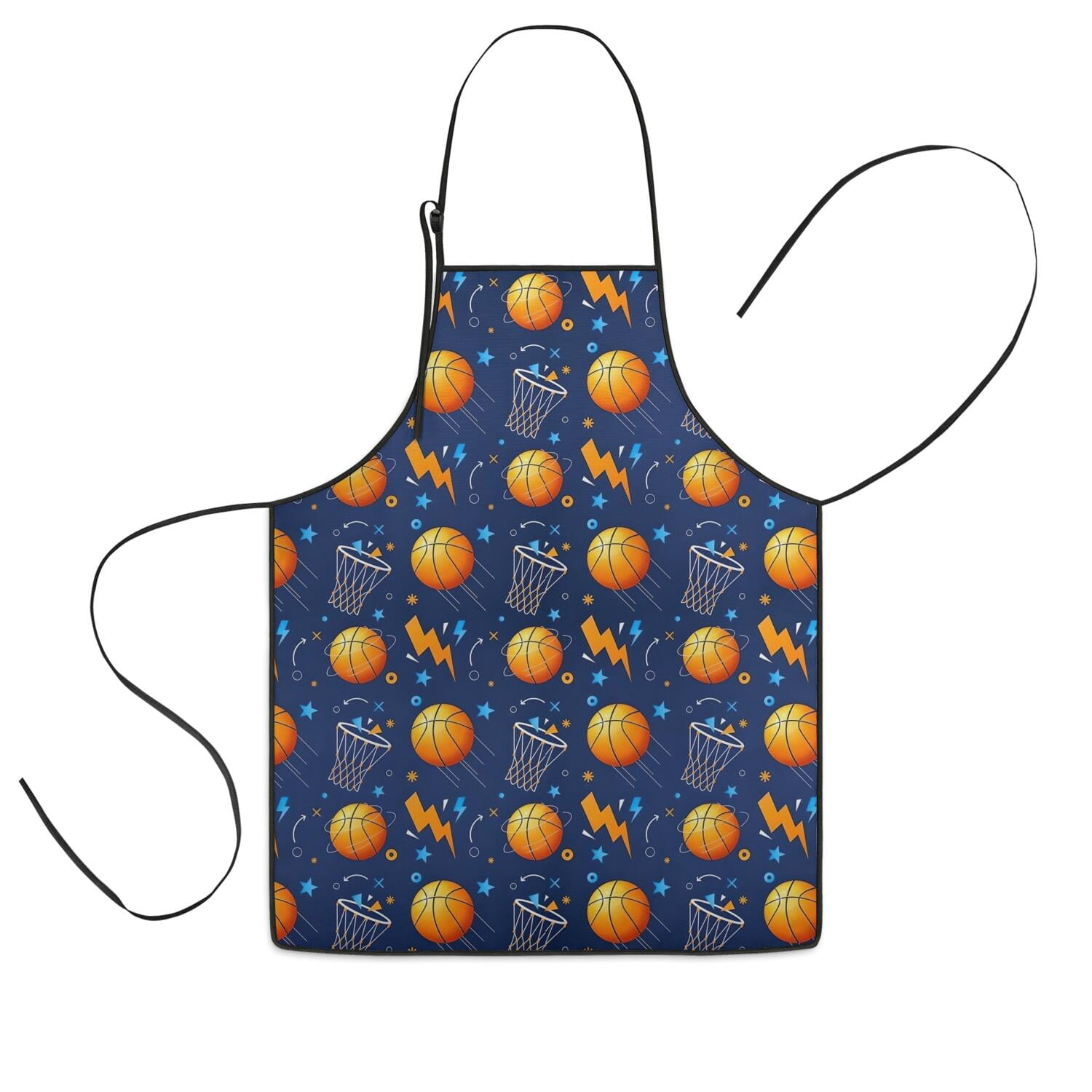 Basketball Theme Pattern Kids Aprons for Girls and Boys,Adjustable Neck ...