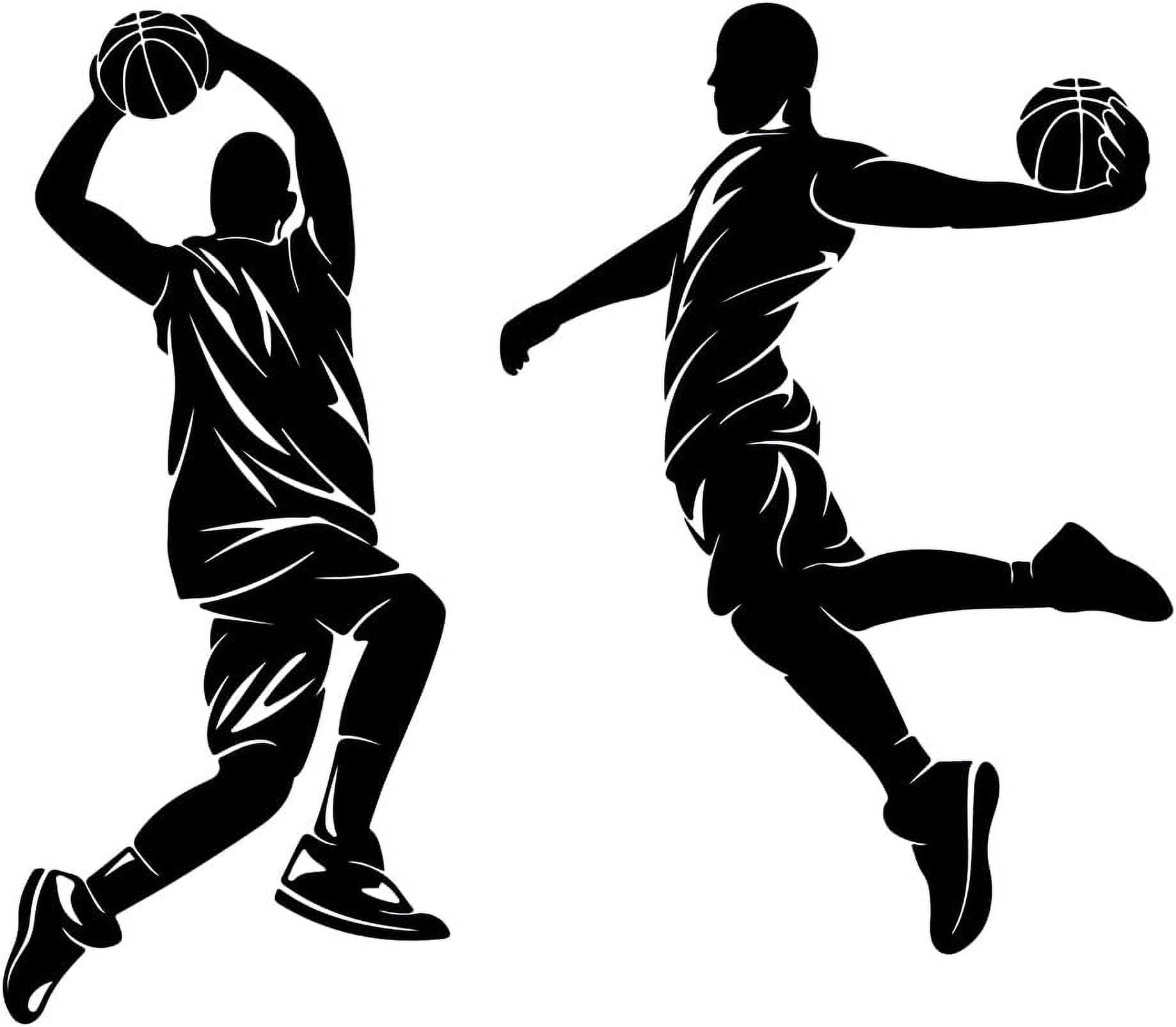 Basketball Theme Wall Sticker with Shooting and Dunking Silhouette PVC ...