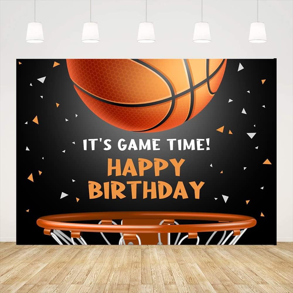 Basketball Themed Backdrop Happy Birthday Party Decorations for Teens ...
