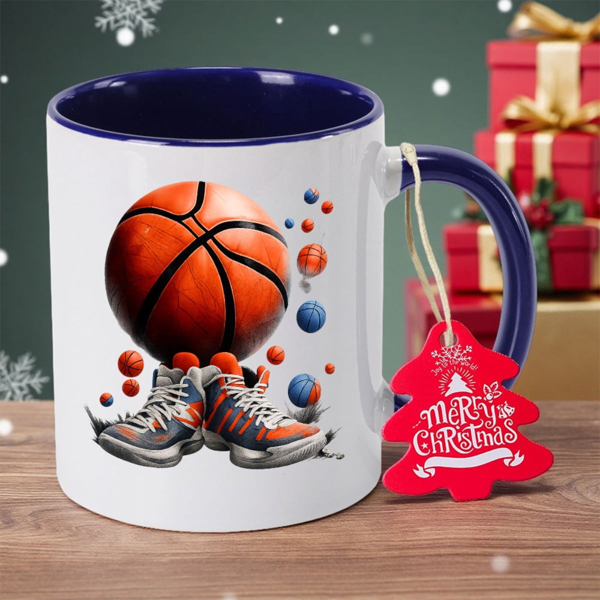 Basketball-Themed Ceramic Mug with Colorful Basketball Hoop Graphics ...