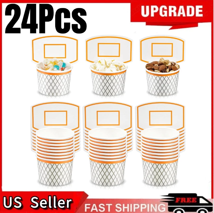 Basketball-Themed Disposable Paper Cups, Ideal For Snack Parties, Ice ...