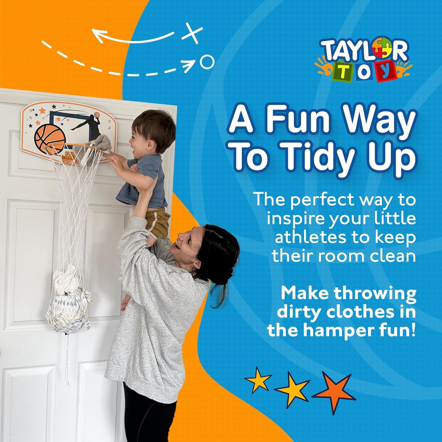 Basketball Themed Laundry Hamper for Kids Bedrooms and Dorms – Space ...