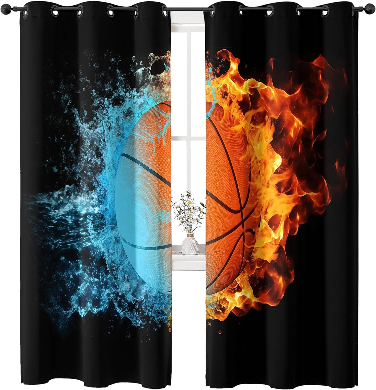 Basketball Thin Curtains Boys Bedroom Kids Sports Themed curtains Play ...