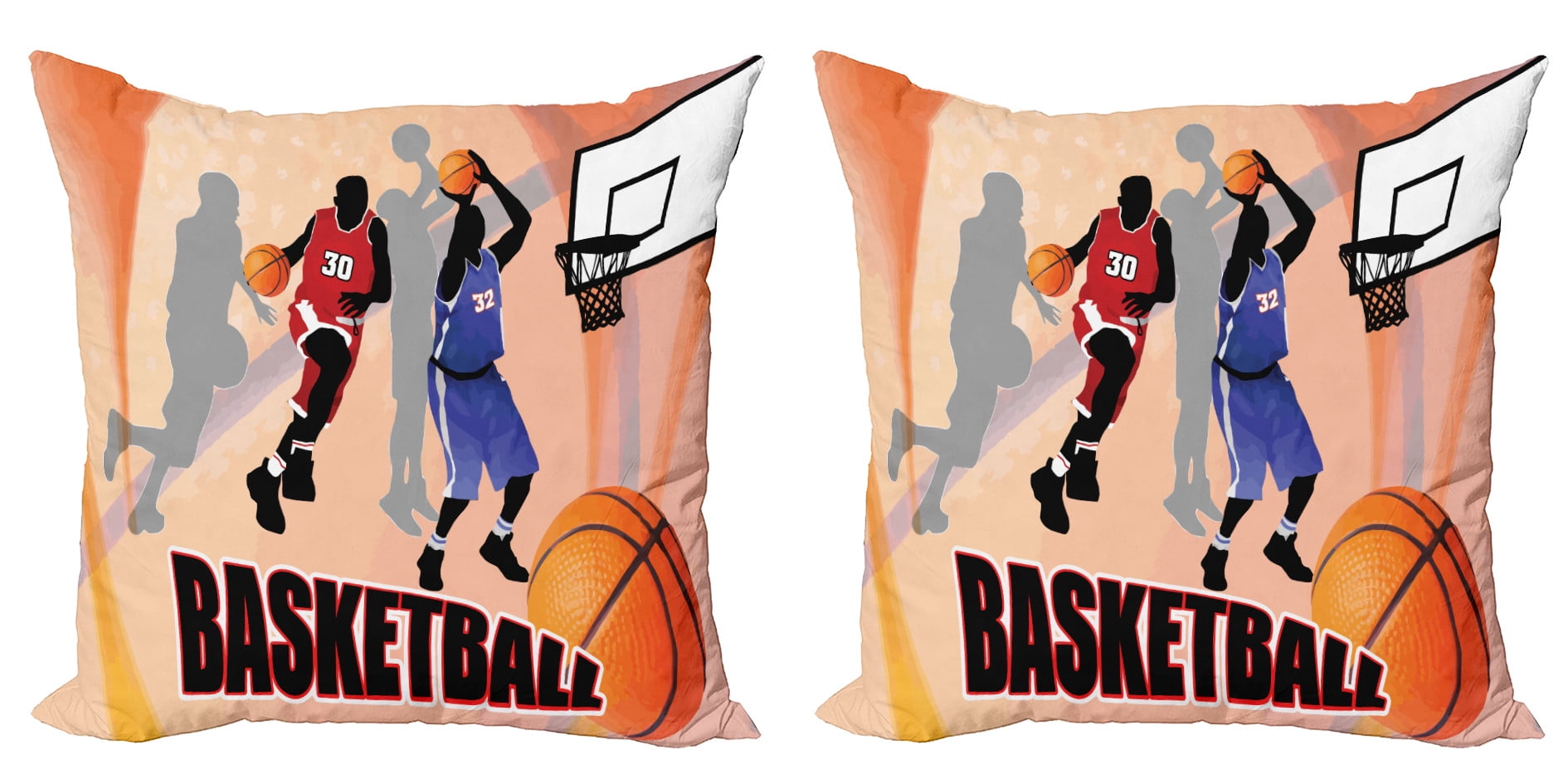 Ambesonne Sports Throw Pillow Cover 2 Pack, Vintage Basketball Art, 18 ...