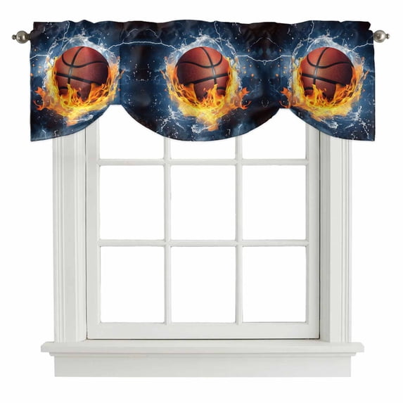 Basketball Tie Up Valance Curtains for Windows, Kitchen Curtains Window ...