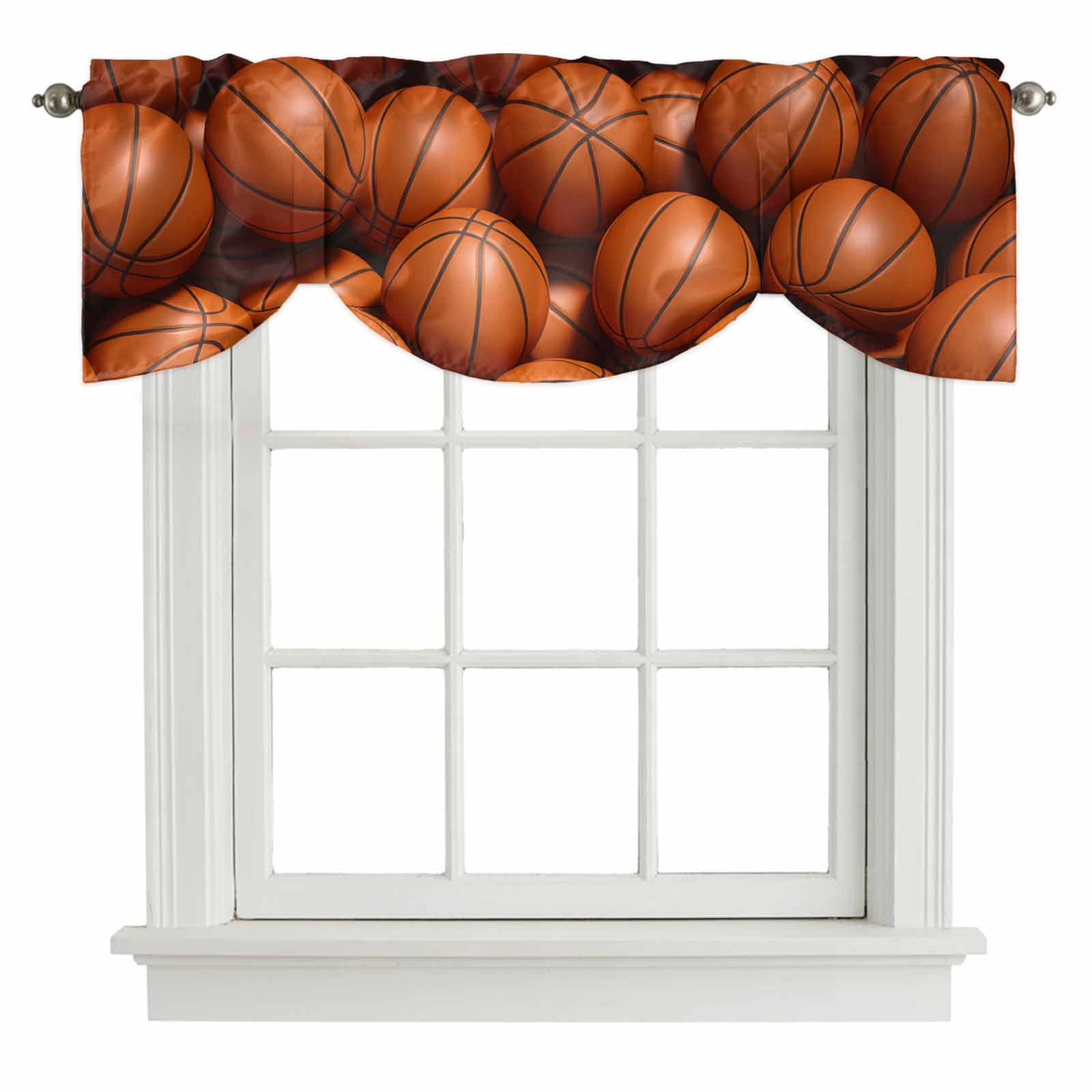 Basketball Tie Up Valance Curtains for Windows, Kitchen Curtains Window ...