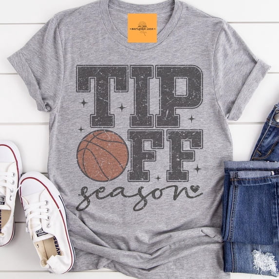 Basketball Tip Off Season Tshirt Distressed Style - Walmart.com