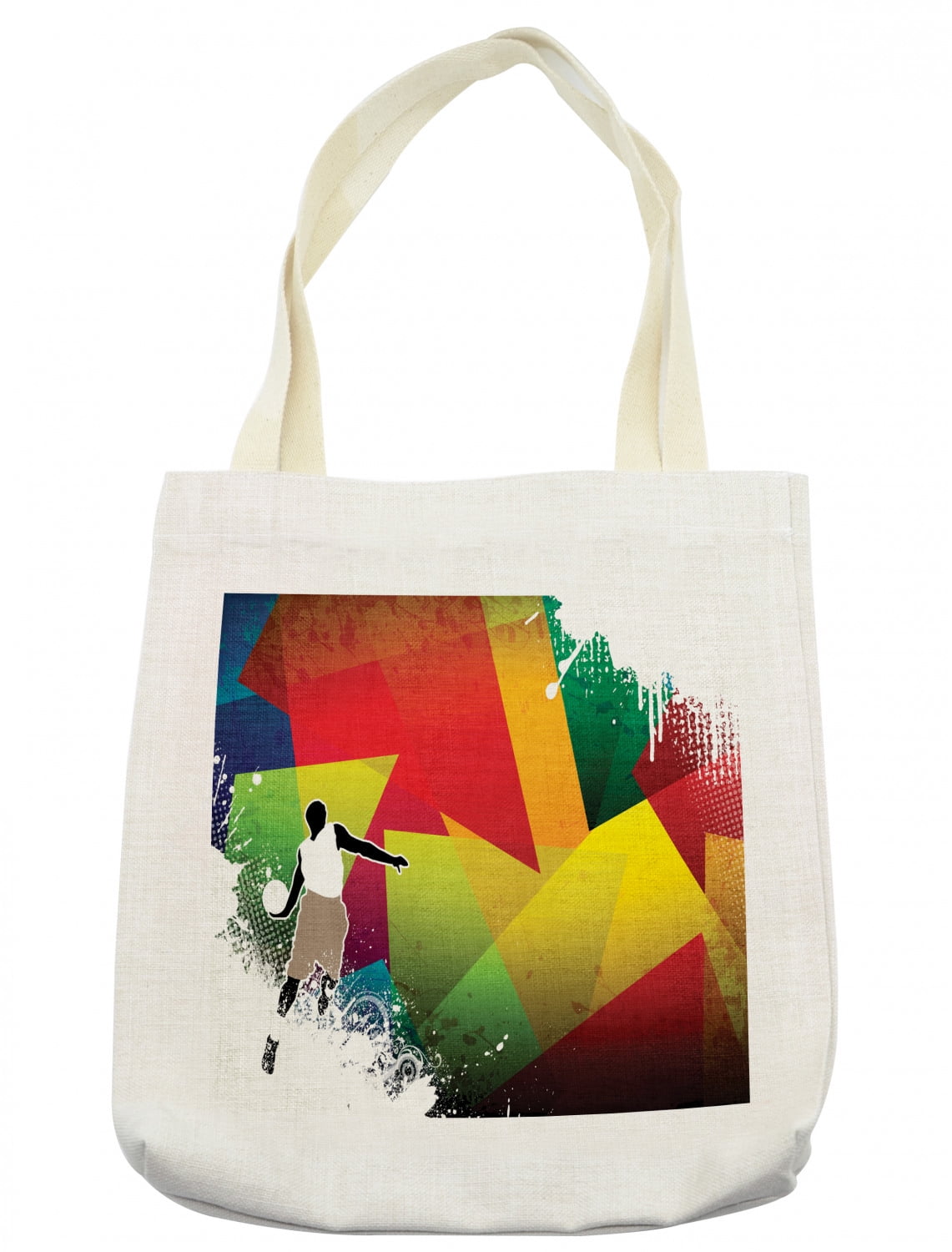 Basketball Tote Bag, Sports Jump Background Geometrical Shapes Paint ...