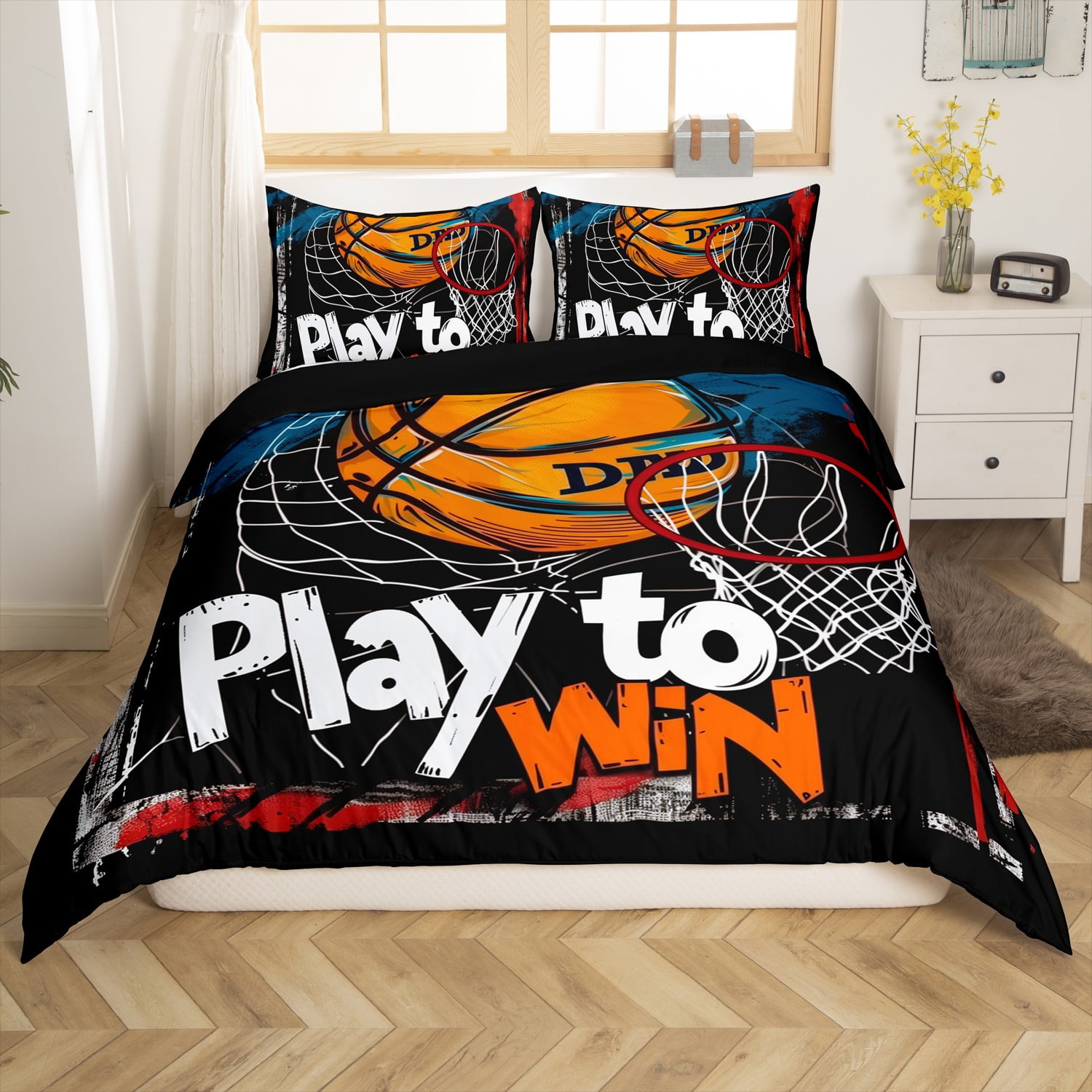 Basketball Twin Bedding Sets for Teen Kids Sports Duvet Cover for Boys ...