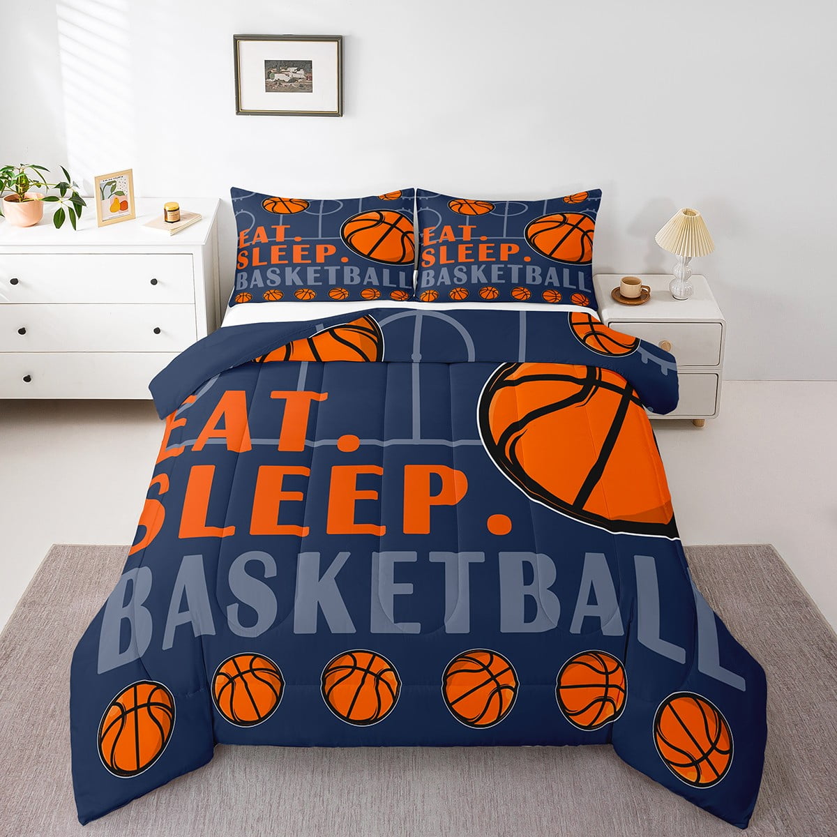 Basketball Twin Comforter Set Sports Bedding Sets Teen Sport Game Ball ...