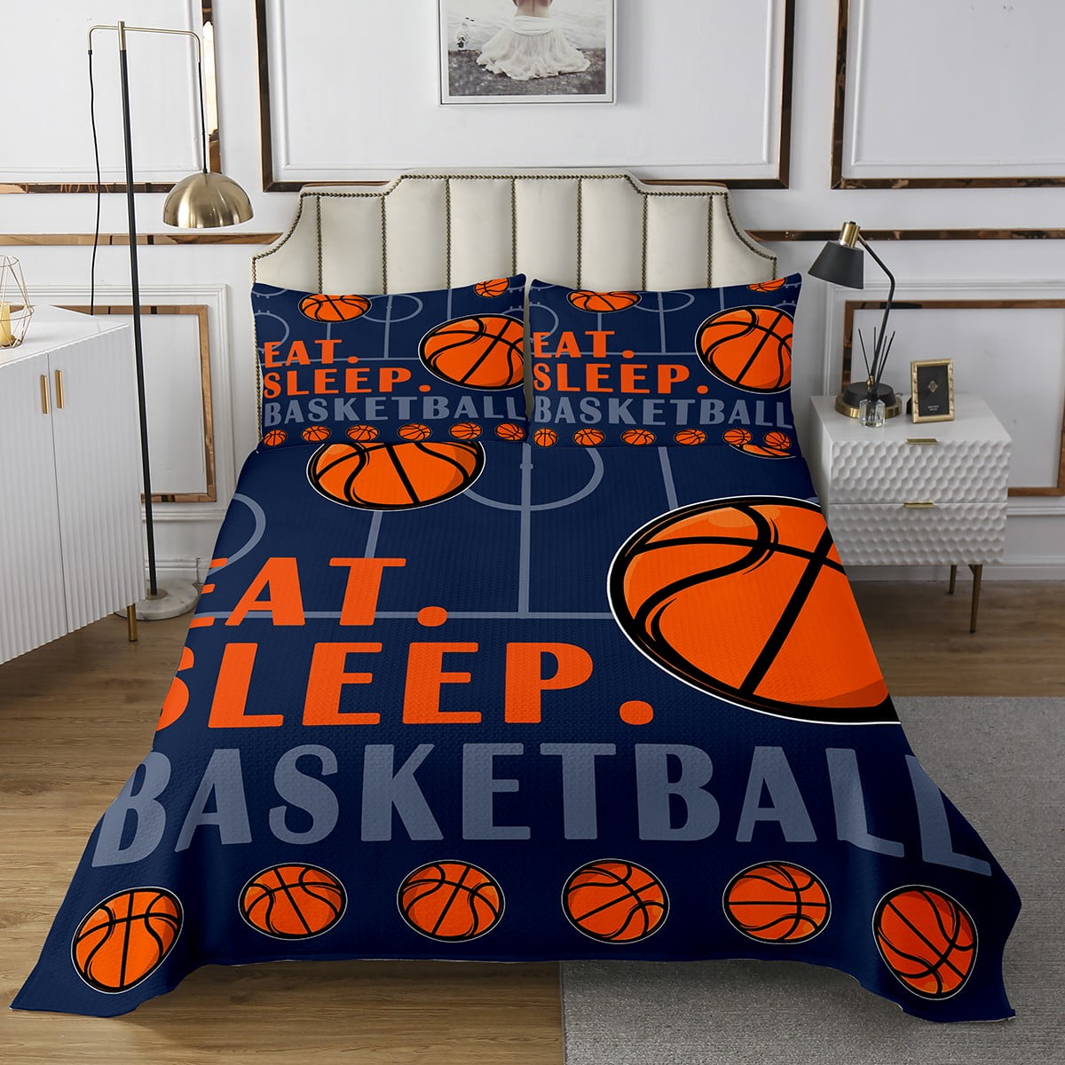 Basketball Twin Quilt Set Sports Bedding Sets for Boys Teen Sport Game ...