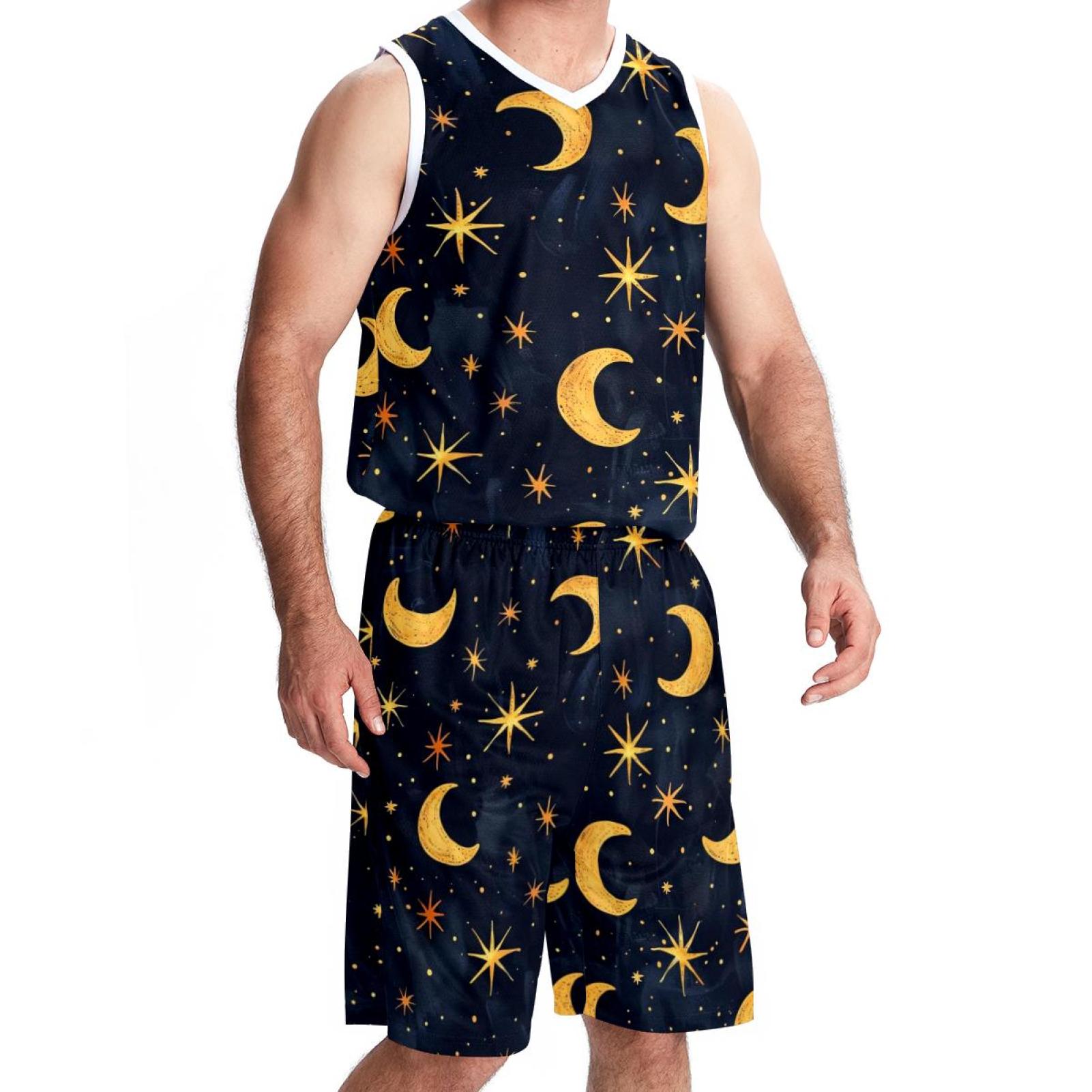 Basketball Uniform Sets with Pockets, Aesthetic Star and Moon Team ...
