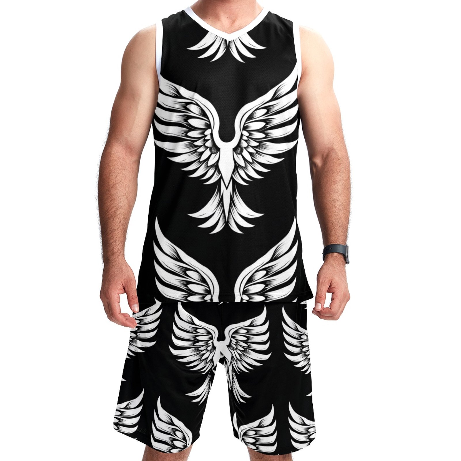 Basketball Uniform Sets with Pockets, Dark Angel Wings Team Custom ...