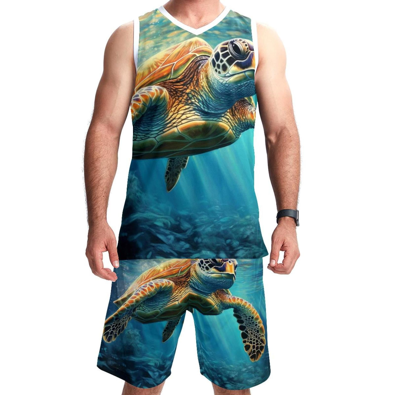Basketball Uniform Sets with Pockets, Deep Blue Ocean Turtle Team ...