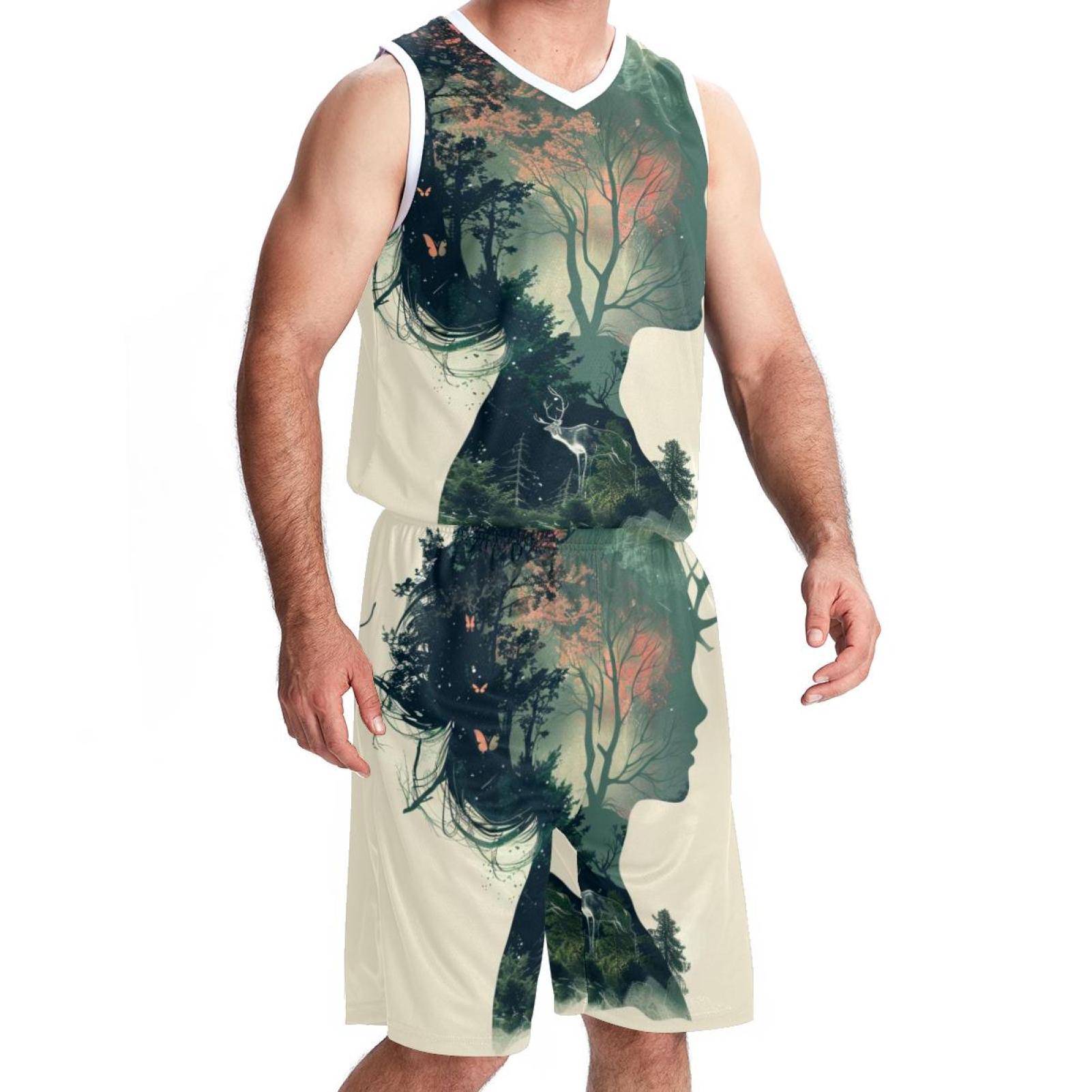 Basketball Uniform Sets with Pockets, Humans & Nature Team Custom ...