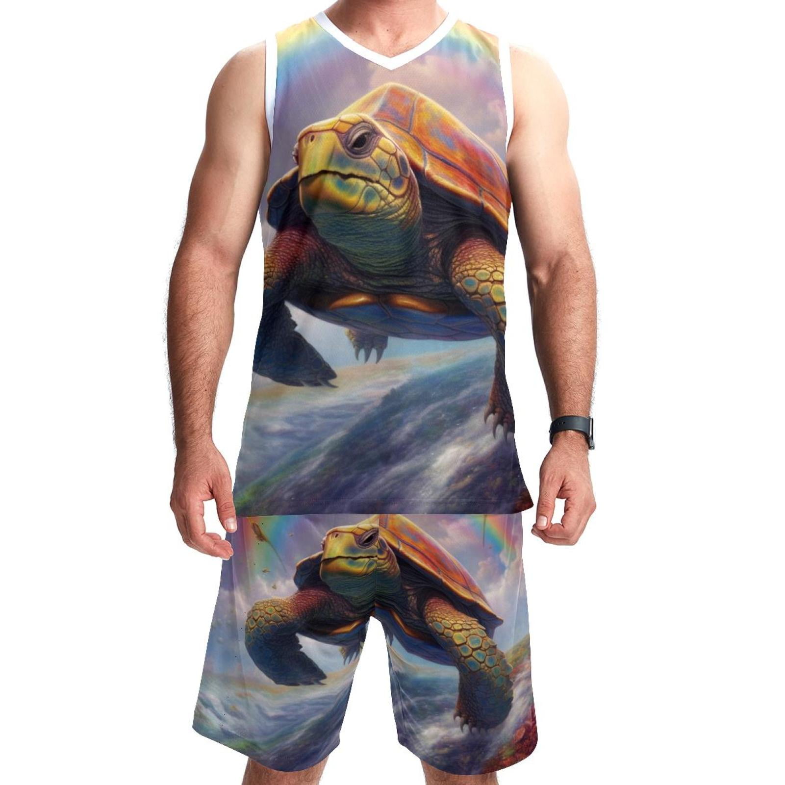 Basketball Uniform Sets with Pockets, Turtle Rainbow Skyline Ocean Sea ...