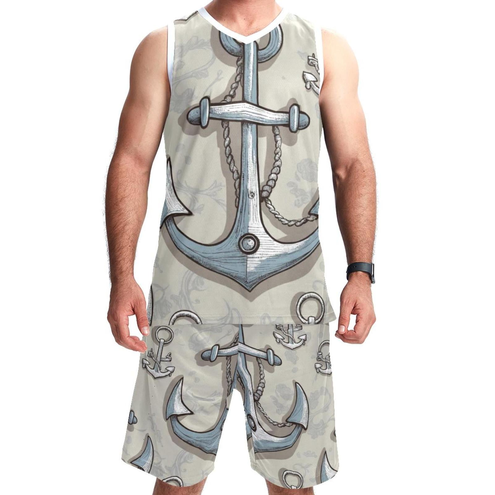 Basketball Uniform Sets with Pockets, Vintage Grey Anchor Team Custom ...