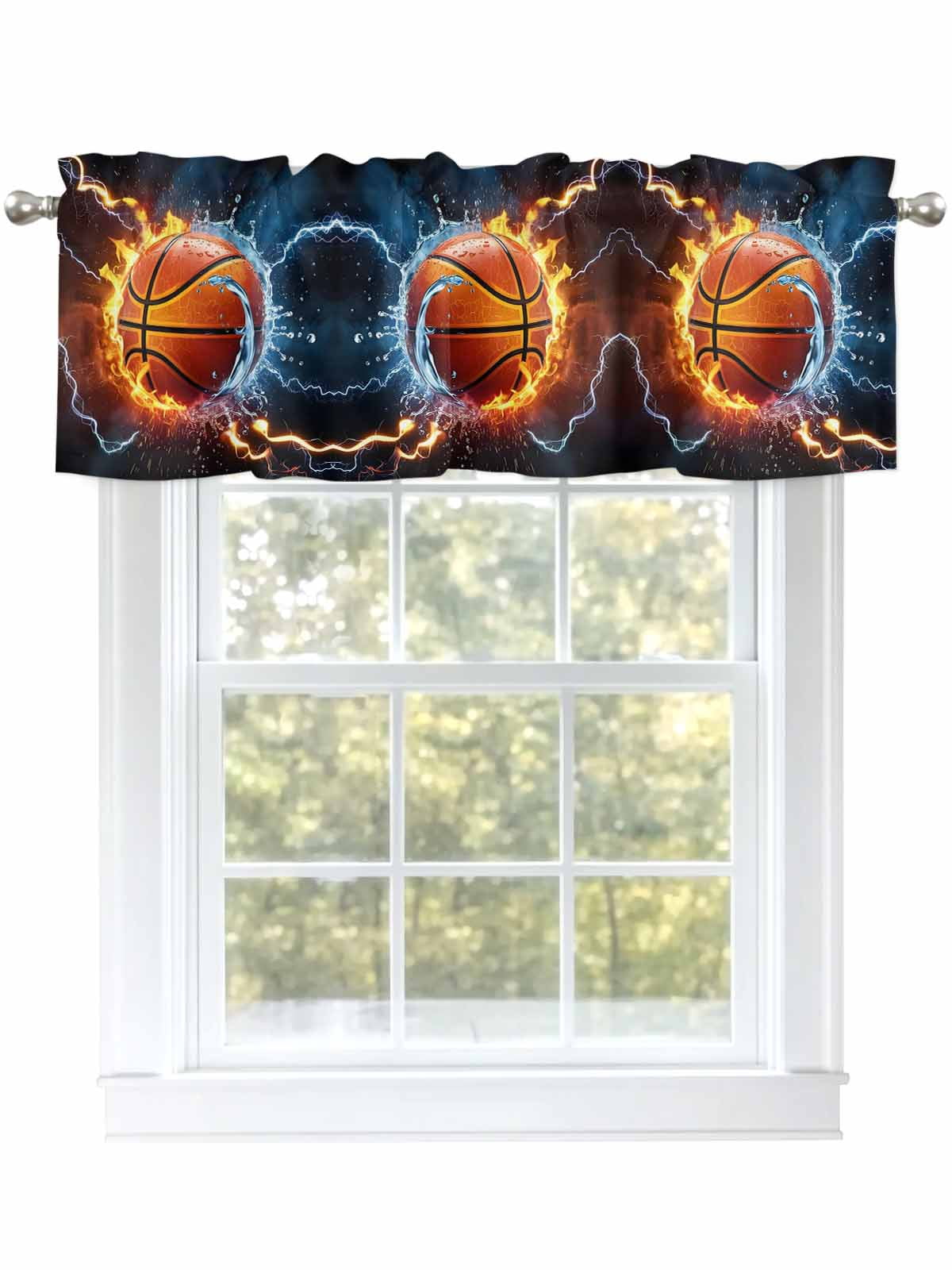 Basketball Valances for Windows Fire and Water Lightning Impact Rod ...