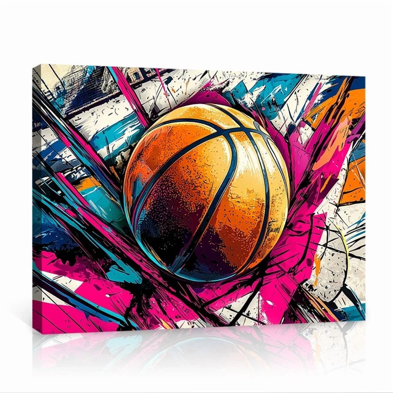 Basketball Wall Art Abstract Modern Poster Artwork Decor Home ...