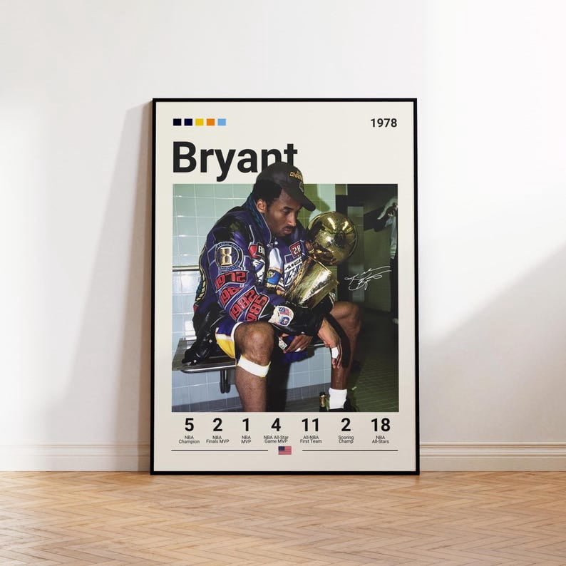 Basketball Wall Art Perfect for Kobe Bryant Man Cave Sports Room or NBA ...