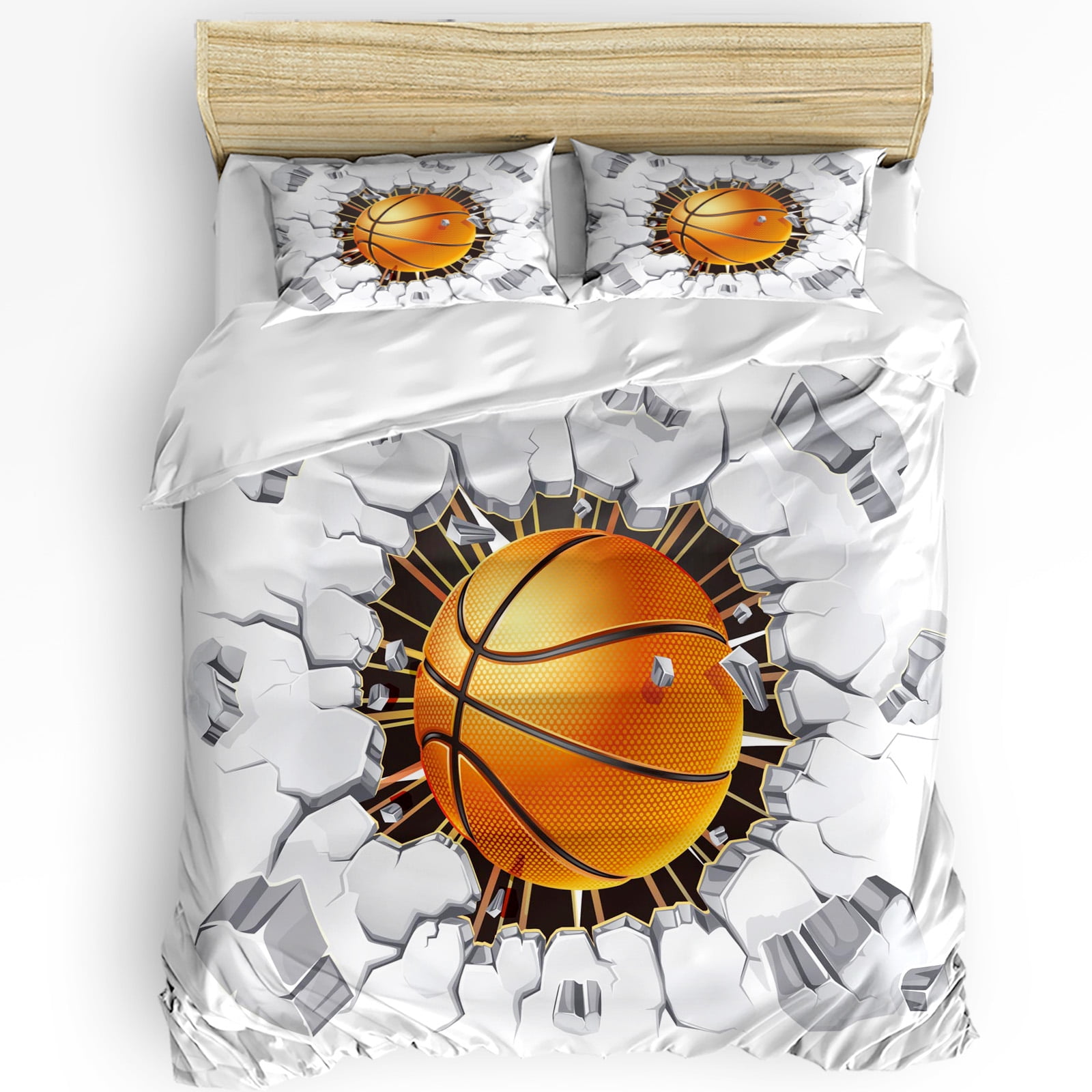 Basketball Wall Crack 3pcs Duvet Cover Set with Pillow Case Double ...