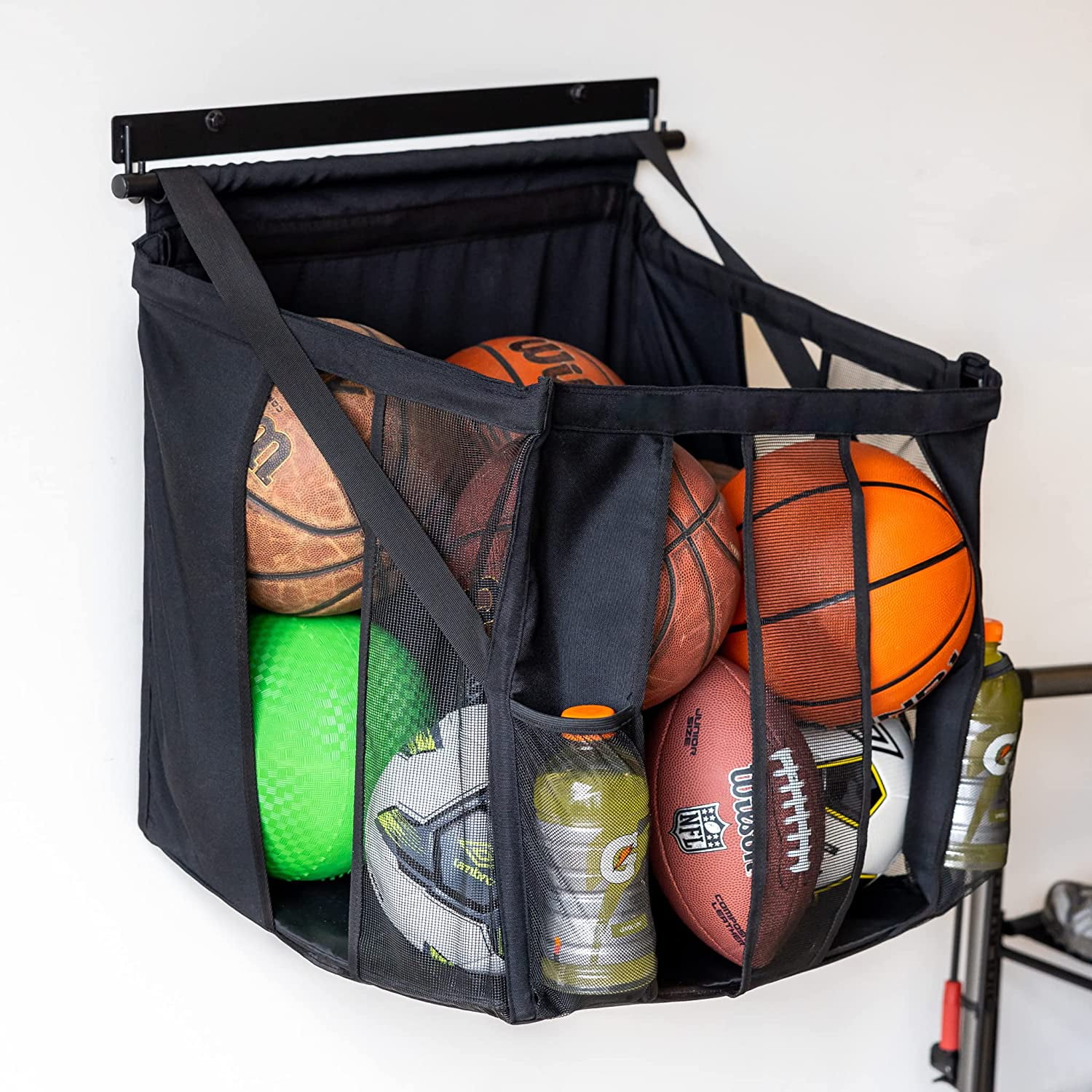 Basketball Wall Mount, Sports Ball Rack, 20x18x22 Ball Storage for 50 ...