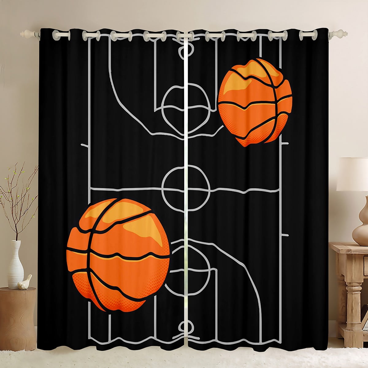 Basketball Window Curtain Sports Curtains Basketball Game Themed Window ...